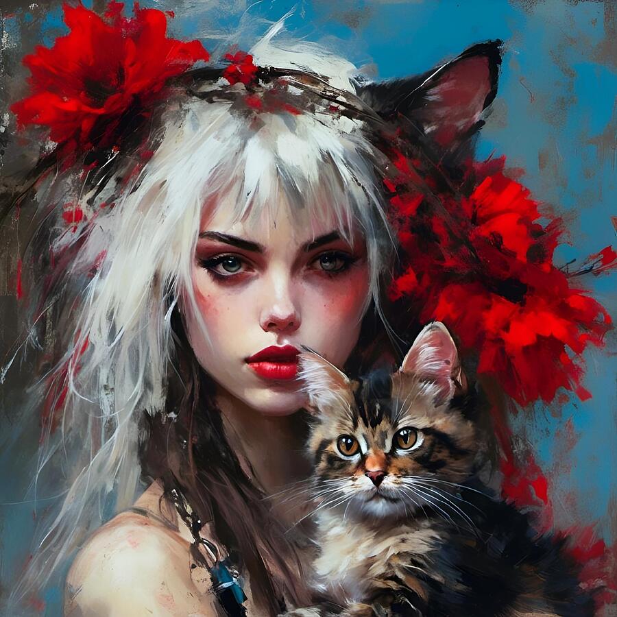 Whispers of scarlet blooms Mixed Media by K S - Fine Art America