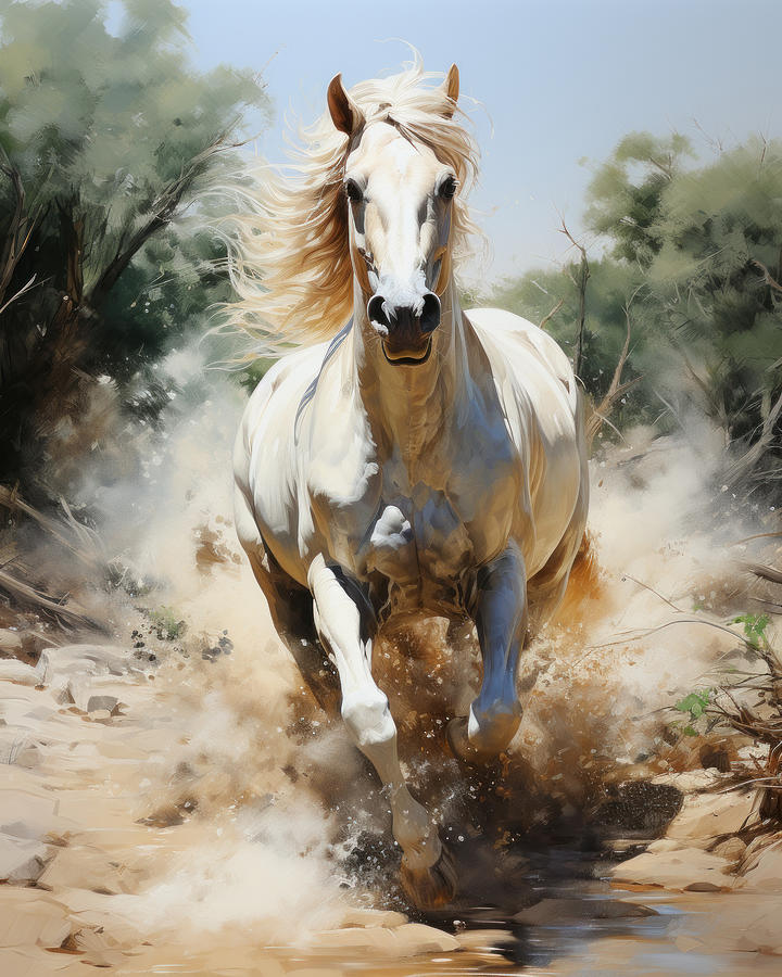 White Arabian Horse N003 Digital Art by Edit Voros - Fine Art America