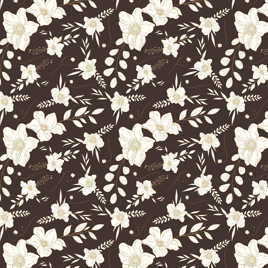 White Flower Pattern Painting by Rayan Van der Klein - Fine Art America