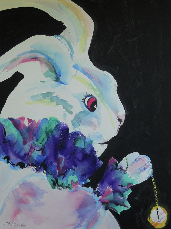 White Rabbit On Time Painting by Lynn Trombetta | Pixels