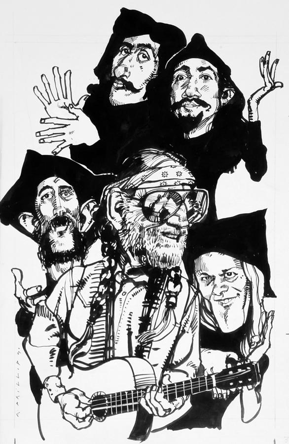 Willie Nelson and his Band Drawing by Allan Phillips - Pixels