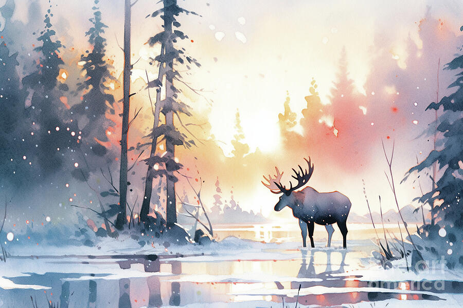 Winter Moose Digital Art by Laura's Creations - Fine Art America