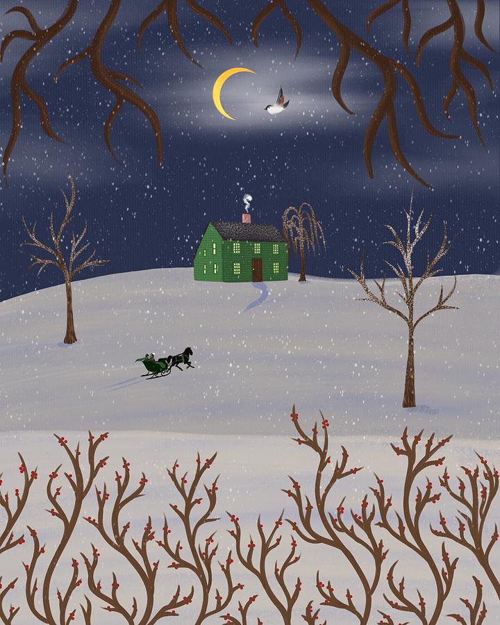 Winter Wonderland Folk Art Landscape Digital Art by Nightingale ...