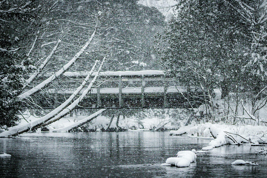 Wintry Au Sable River Foot Bridge Photograph by Eric Rutter - Fine Art ...