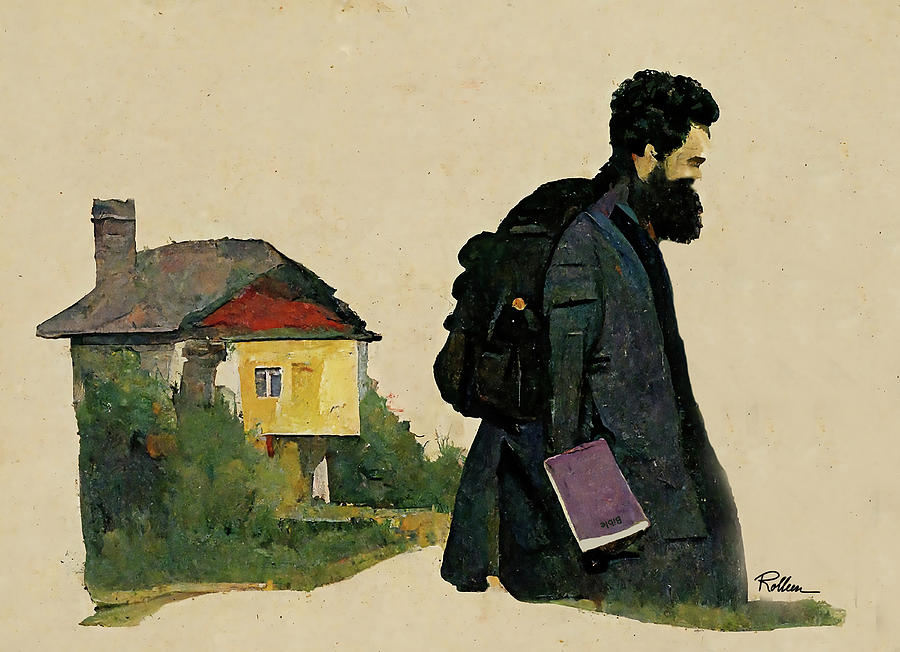 With A Book In His Hands And A Great Burden Upon His Back Digital Art ...