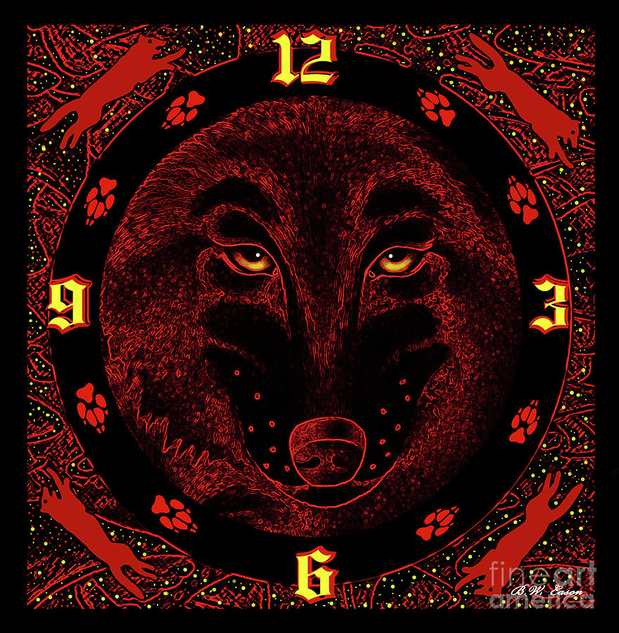 Wolf Clock 2 Digital Art by Bart Eason - Fine Art America