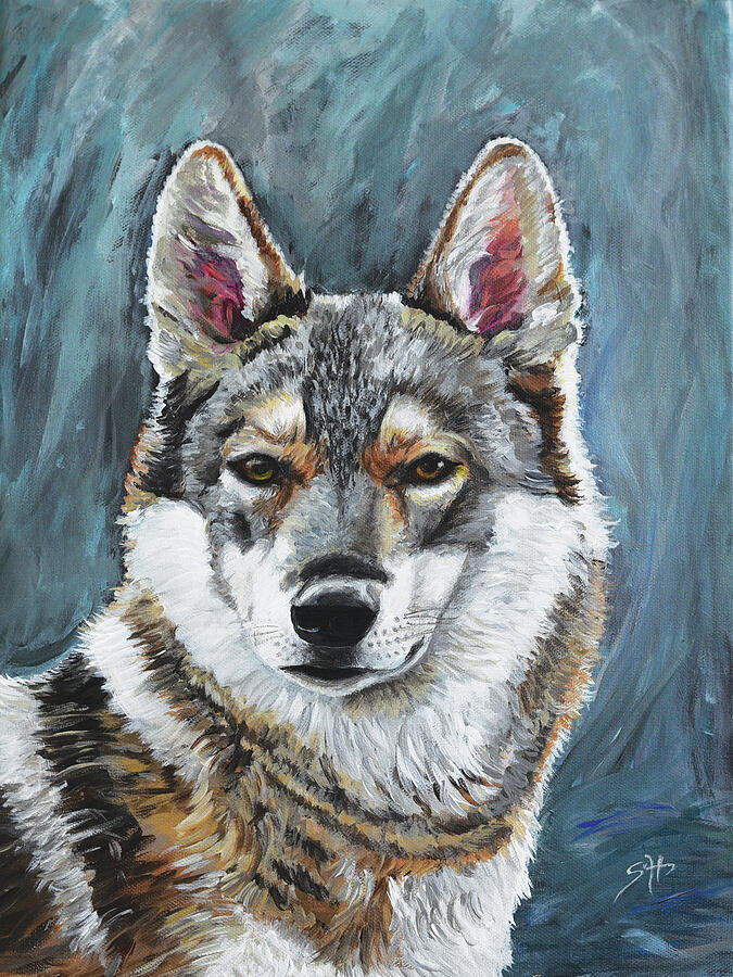 Wolf One Painting by Sandy Herrault - Fine Art America