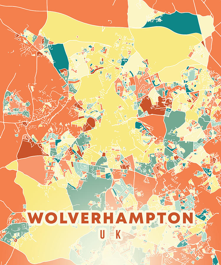 Wolverhampton UK Map Digital Art by Alexandru Chirila - Fine Art America