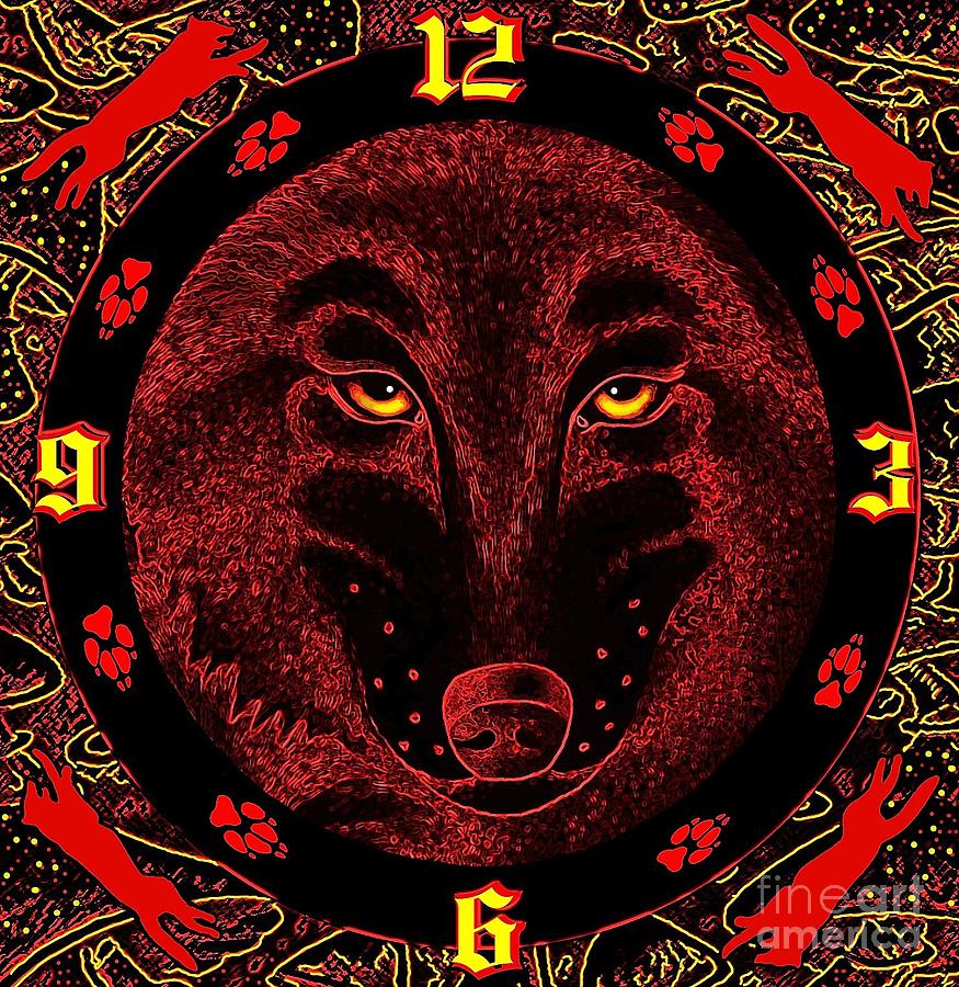Wolves Clock Digital Art by Bart Eason - Fine Art America