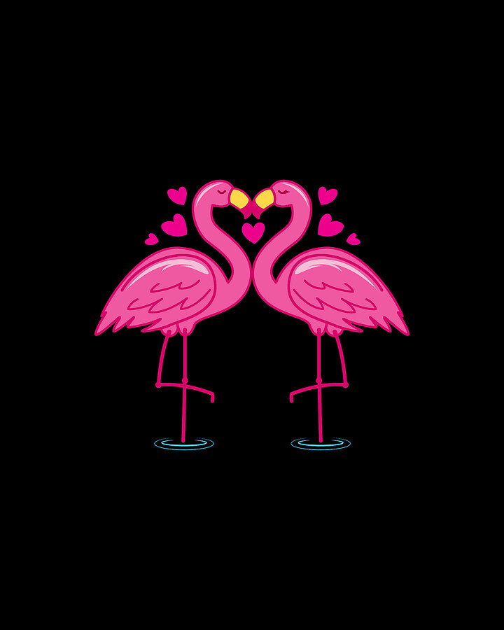 Womens Flamingo Valentine Heart Pink Birds Gift Digital Art by ...